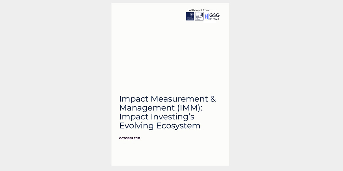 Impact Measurement & Management (IMM): Impact Investing’s Evolving ...